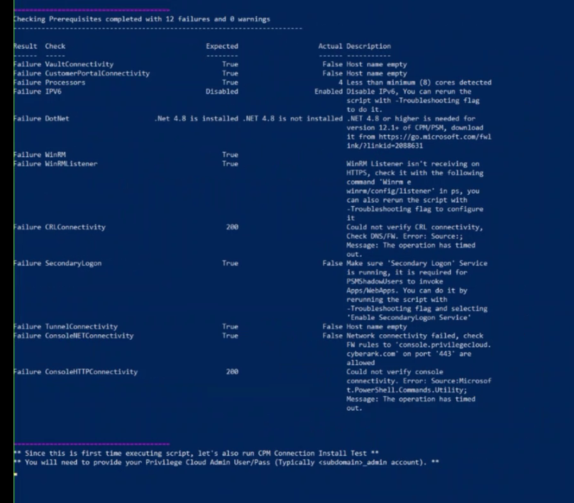 Privilege Cloud - How to run the PSMCheckPrerequisites script