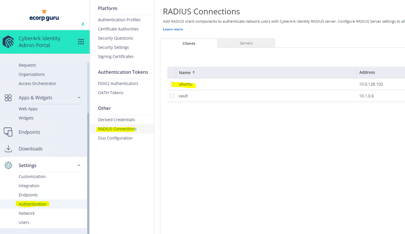 CyberArk Identity: How to configure CyberArk MFA for Linux RADIUS client