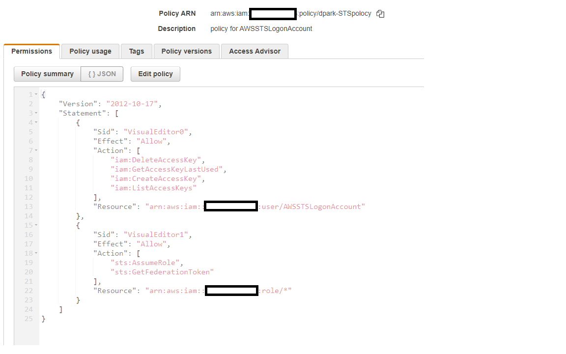 How to configure AWS Console connection with STS - sample configuration