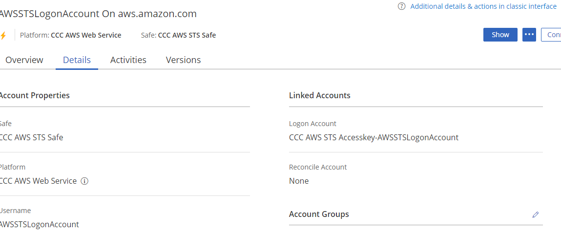 How to configure AWS Console connection with STS - sample configuration