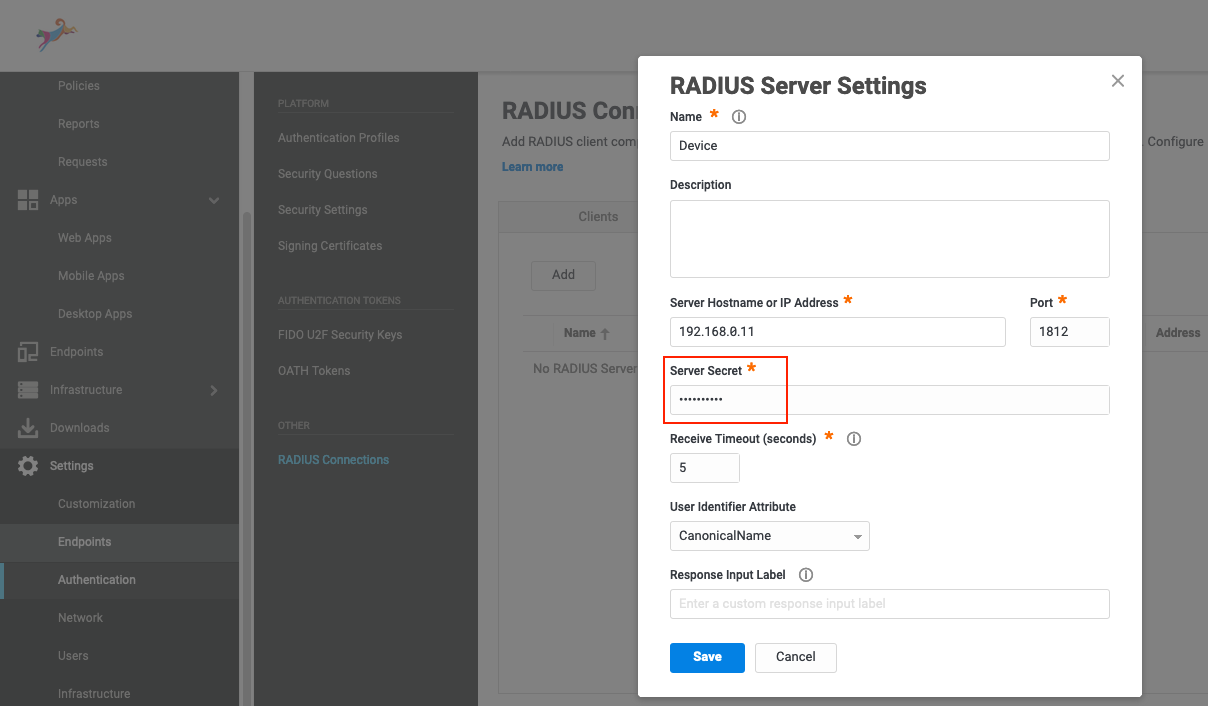 CyberArk Identity: Failed to send out Radius request to Radius Server ...