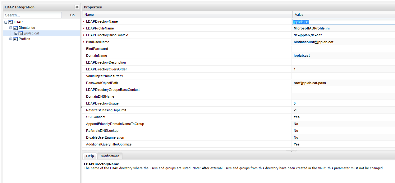 Vault - Can the 'LDAPDirectoryName' value be changed after LDAP had ...