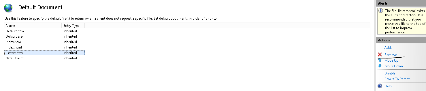 How to disable IIS default page on PVWA server