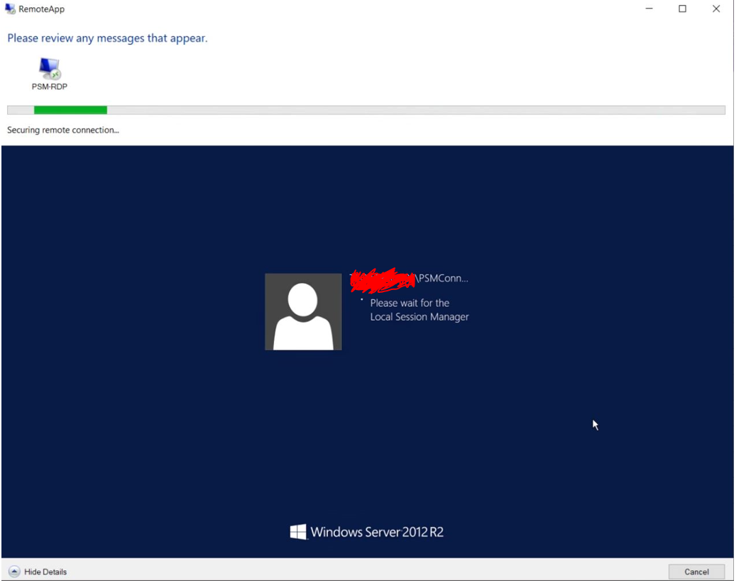 PSM-RDP session stuck at "Please wait for the local session manager"