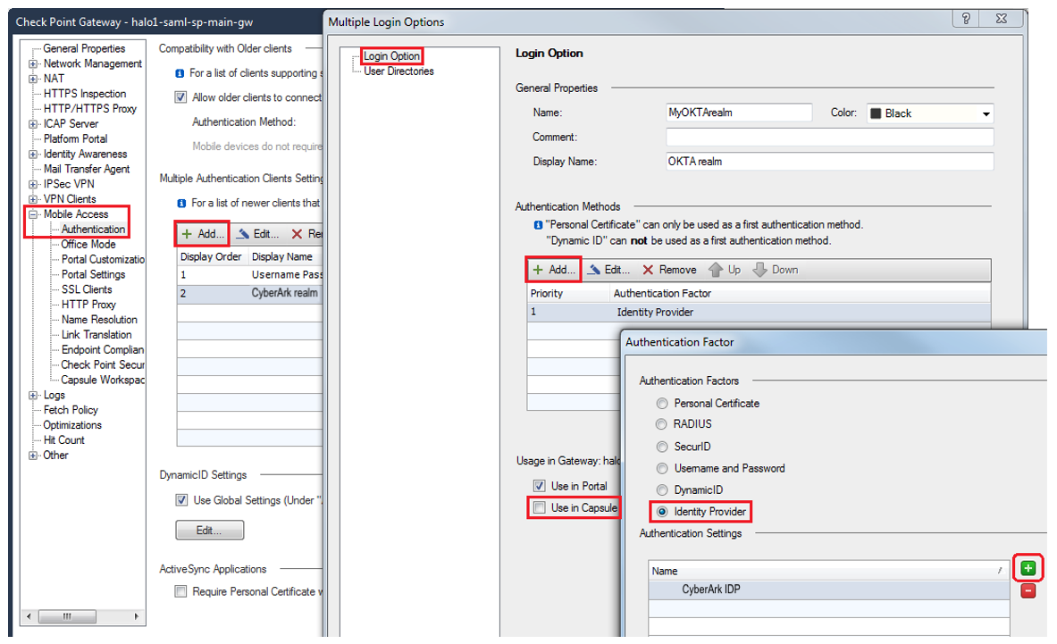 How to configure CyberArk MFA for Check Point Mobile Access Portal via SAML