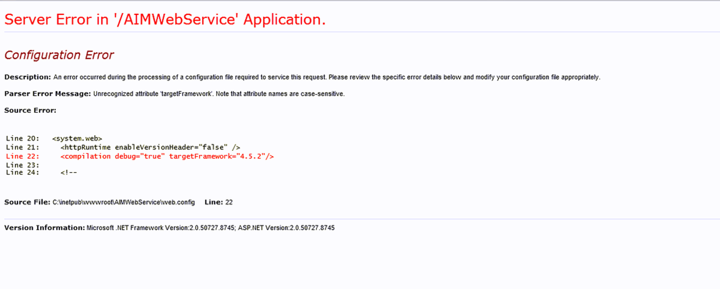 Central Credential Provider Url Unrecognized Attribute ‘targetframework