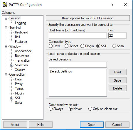 PuTTY - Session Window Closes/Exits
