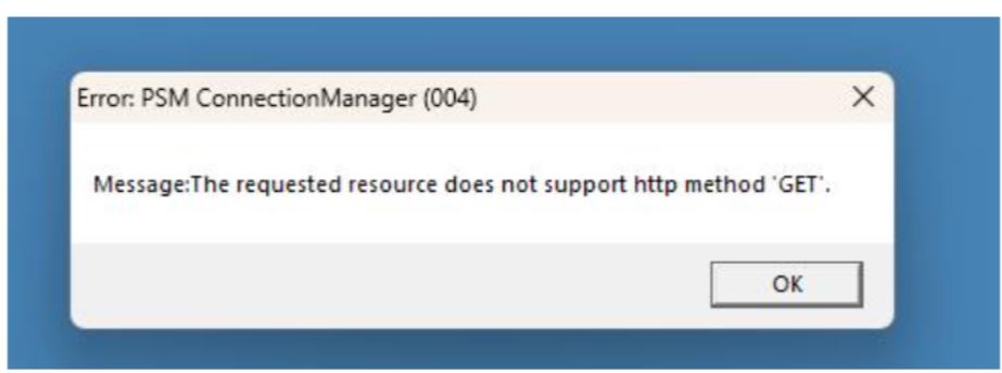 PSMClient - The requested resource does not support http method 'GET'