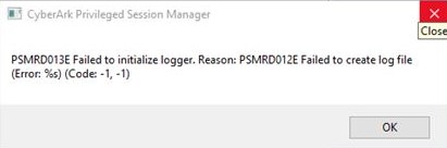 PSMRD013E Failed to initialise logger. PSMRD012E Failed to create ...