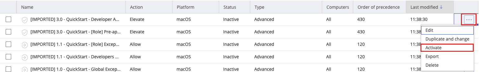 Download and Import MacOS QuickStart Policies into Your Tenant