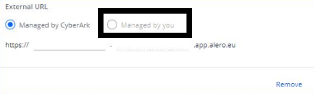 Alero: how to set the external url to be "managed by you""