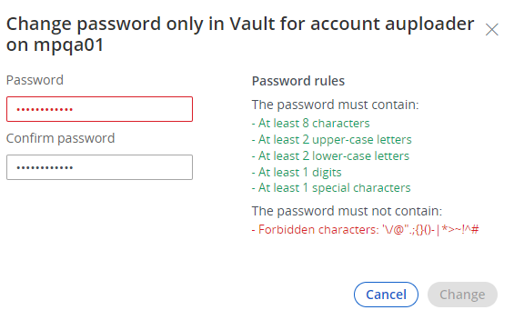 CPM-Forbidden characters validation of the PasswordForbiddenCharacters