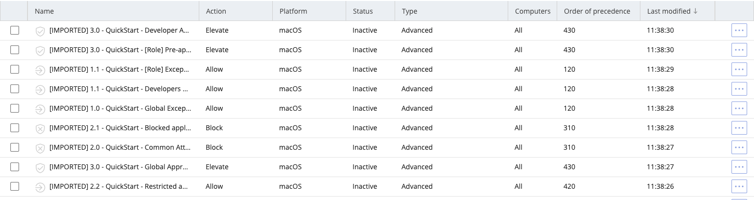 Download and Import MacOS QuickStart Policies into Your Tenant