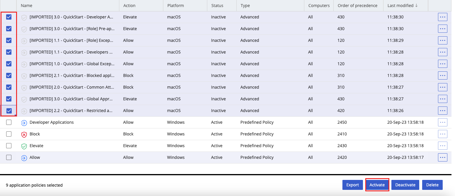 Download and Import MacOS QuickStart Policies into Your Tenant