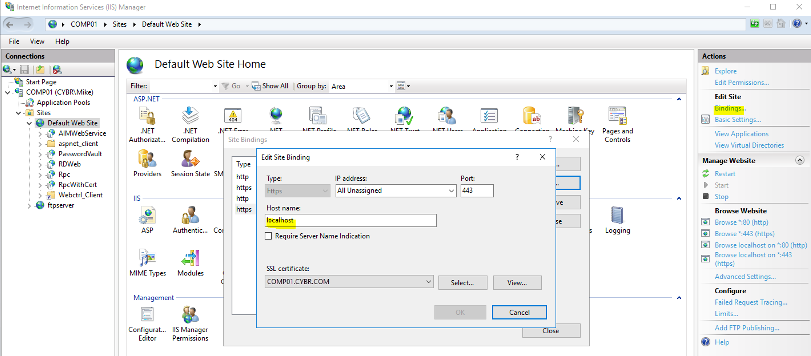Cannot login into PVWA using https://localhost/PasswordVault from the ...