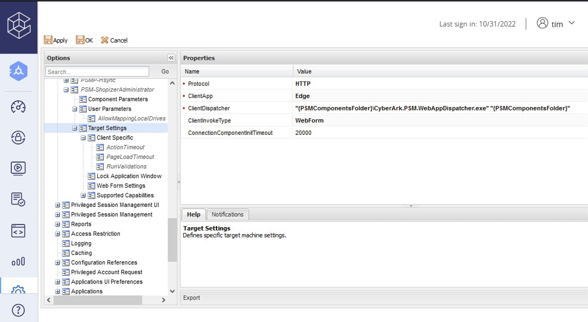 Creating a CyberArk Privileged Session Manager Connection Component for a Web Application