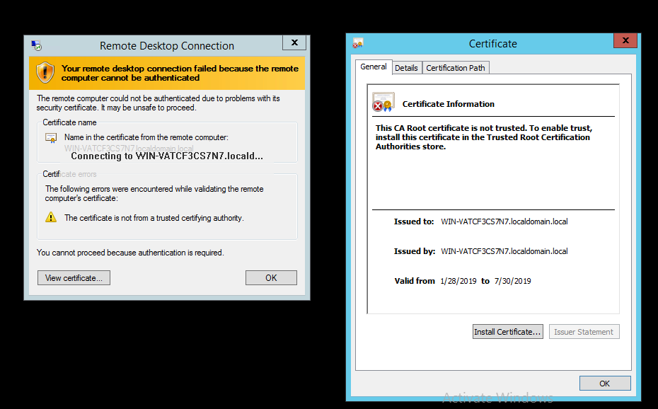 PSM - After enrolling the target server to use RDP SSL using a CA-cert, RDP still presents the ...