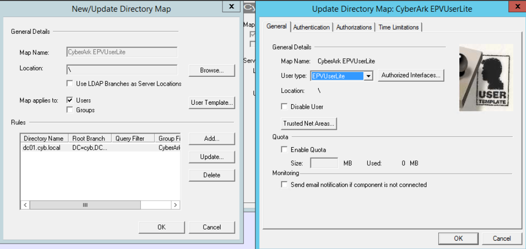 How to create directory mappings for EPVUserLite and BasicUser