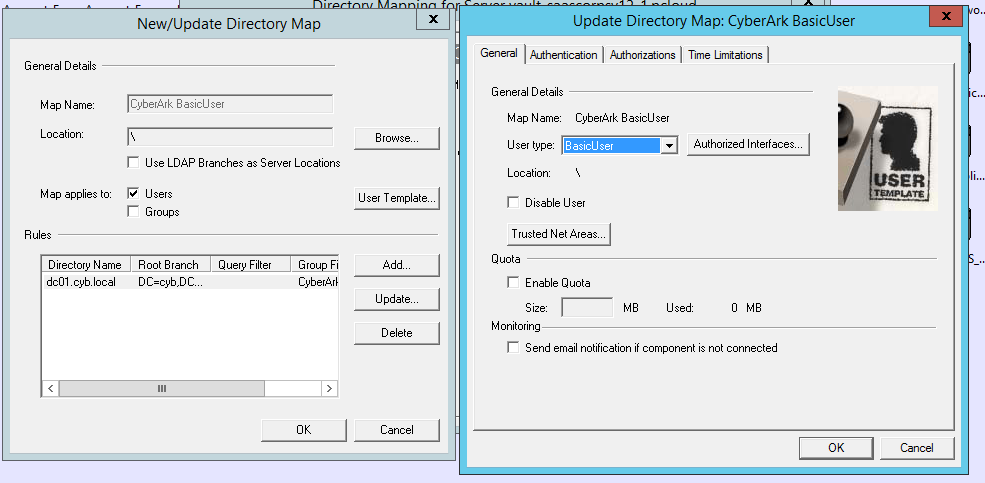 How to create directory mappings for EPVUserLite and BasicUser