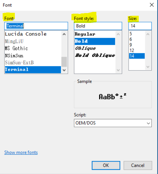 How to customize the font and font size for the default PSM-SSH ...