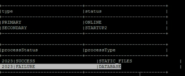 PTA - PTA DR replication status shows STARTUP2