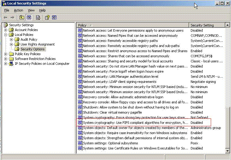Central Credential Provider error - "Not part of the Windows Platform FIPS validated ...