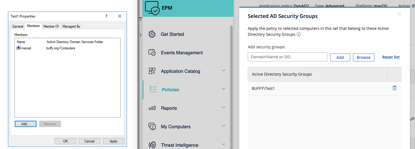 MacOS EPM Policies Based Active Directory