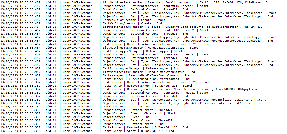 Account Discovery Fails immediately with error message ...