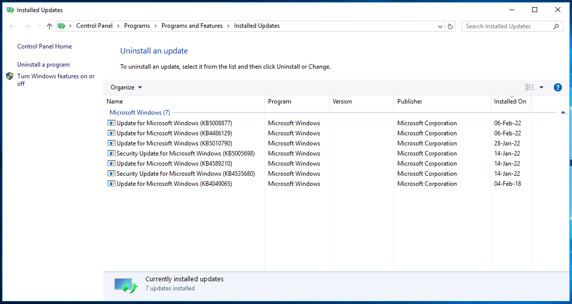 Vault - How can I check the Windows Updates installed on my Vault ...