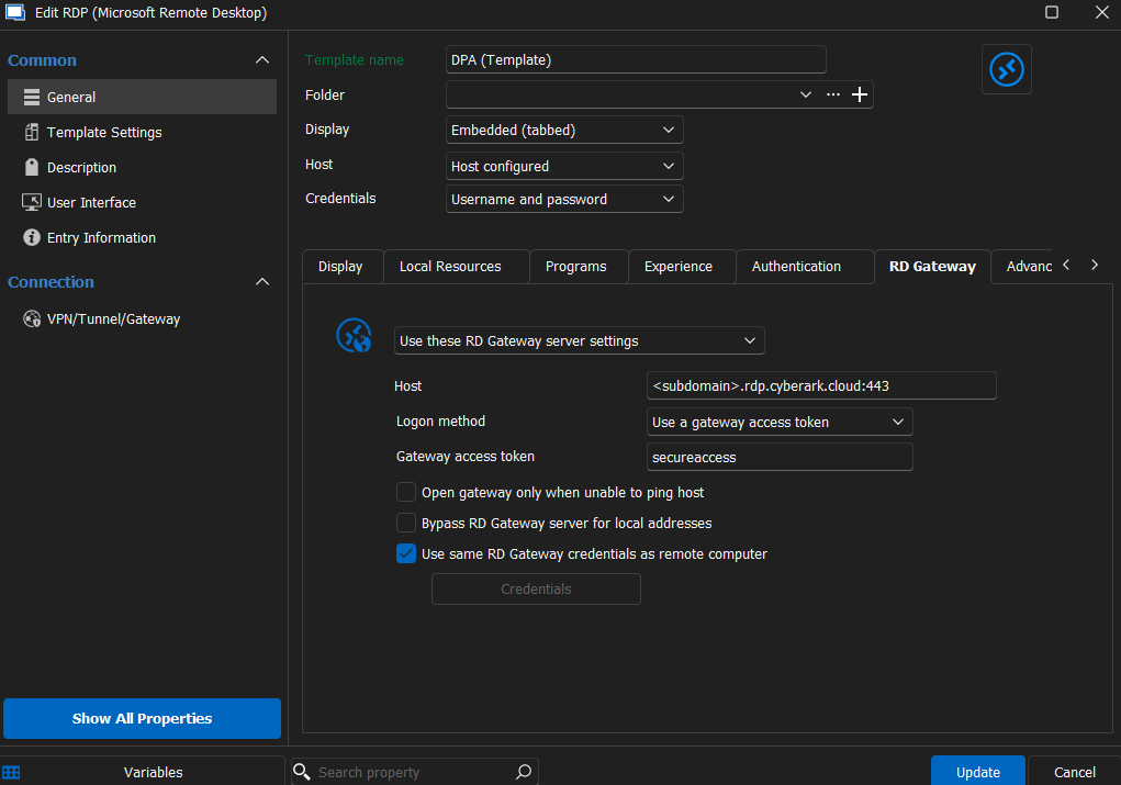 Using Remote Desktop Managers to leverage PSM or SIA in CyberArk