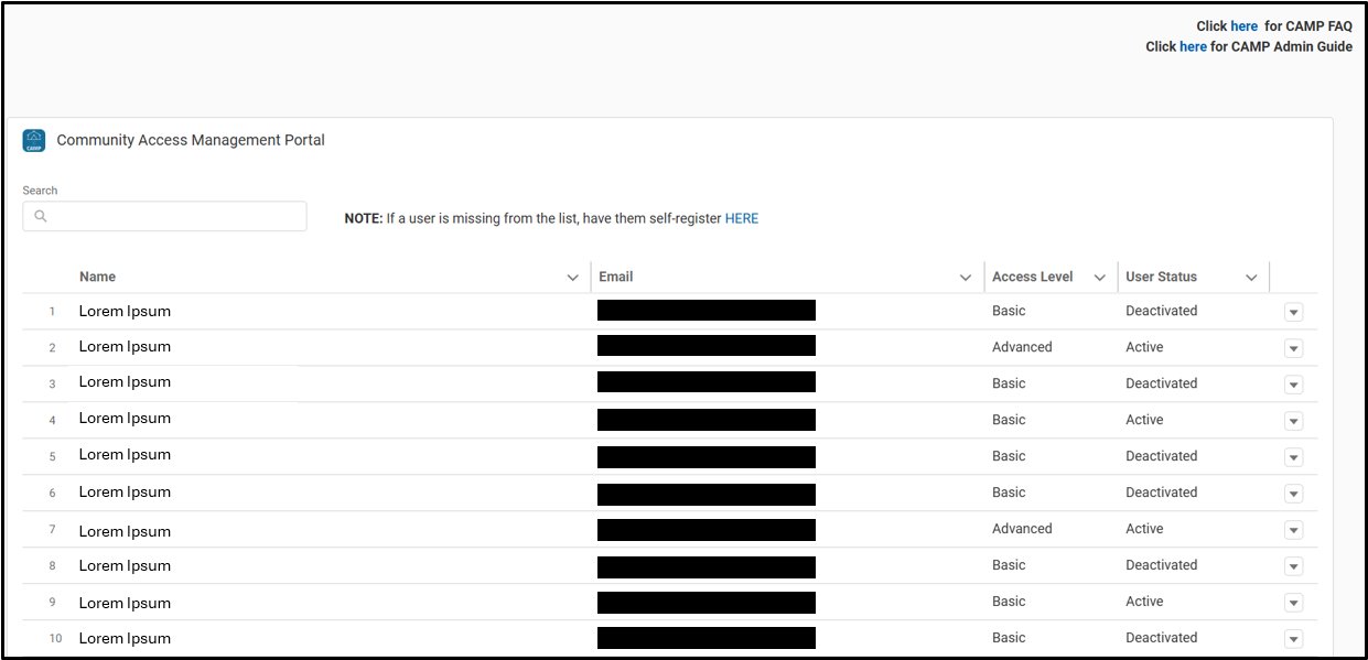 Community Access Management Portal (CAMP) Admin Guide
