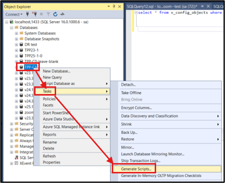 How To: Generate script for database