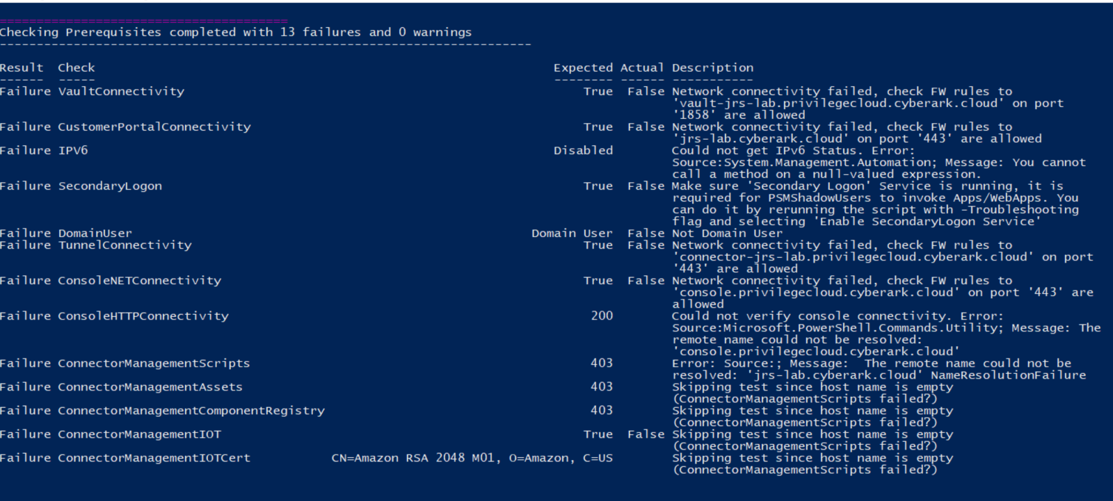 Privilege Cloud - How to run the ConnectorCheckPrerequisites script