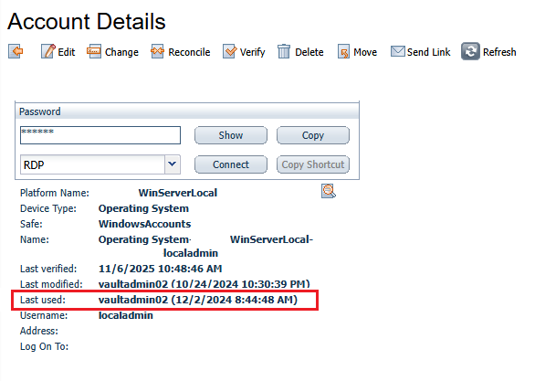 PVWA - Last Access (Modern v10 UI) vs. Last Used (Classic UI)