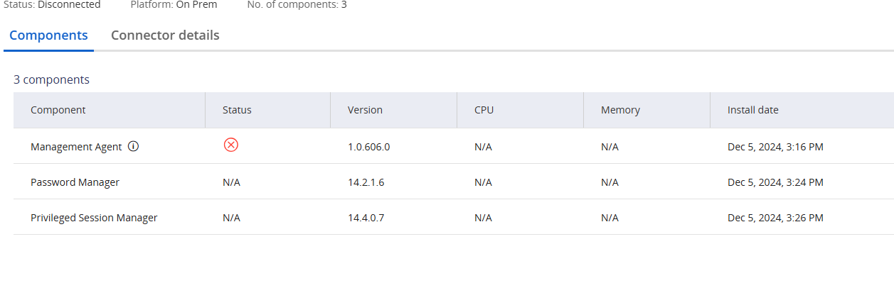 Connector Management Agent disconnected or won't install
