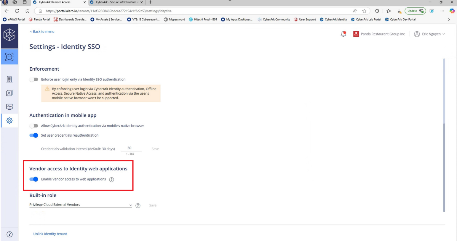 Allow vendors access to SIA via Secure Access Portal in Identity